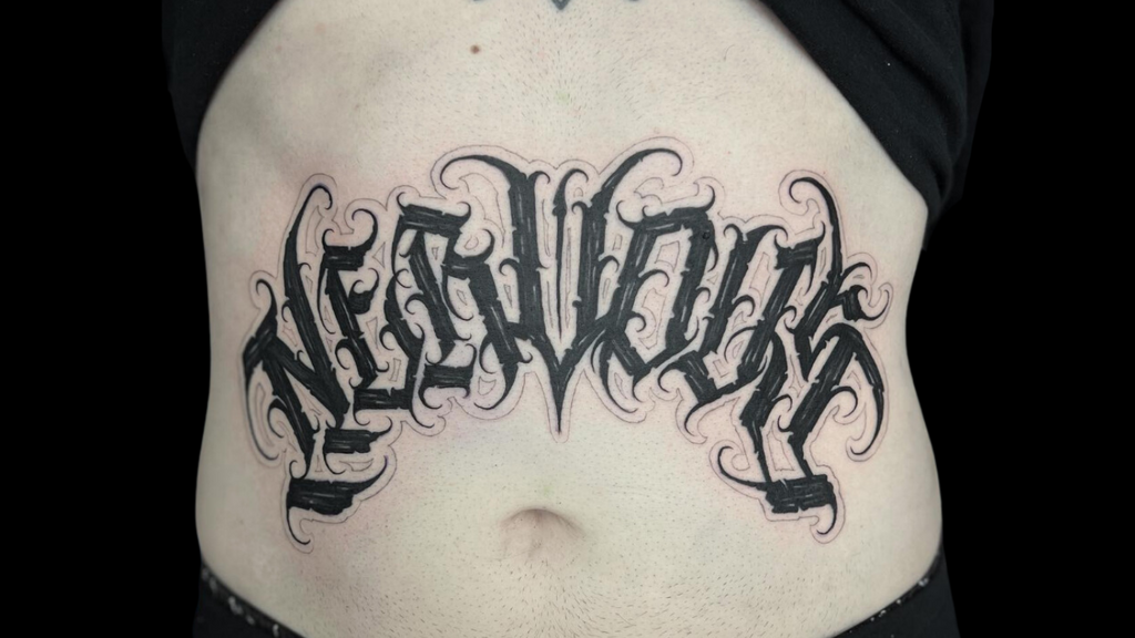 Word Tattoos On Stomach